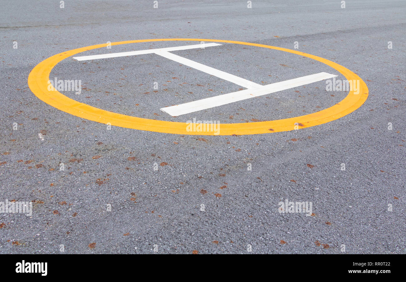 symbol landing pad. helicopter parked mark on the asphalt Stock Photo ...