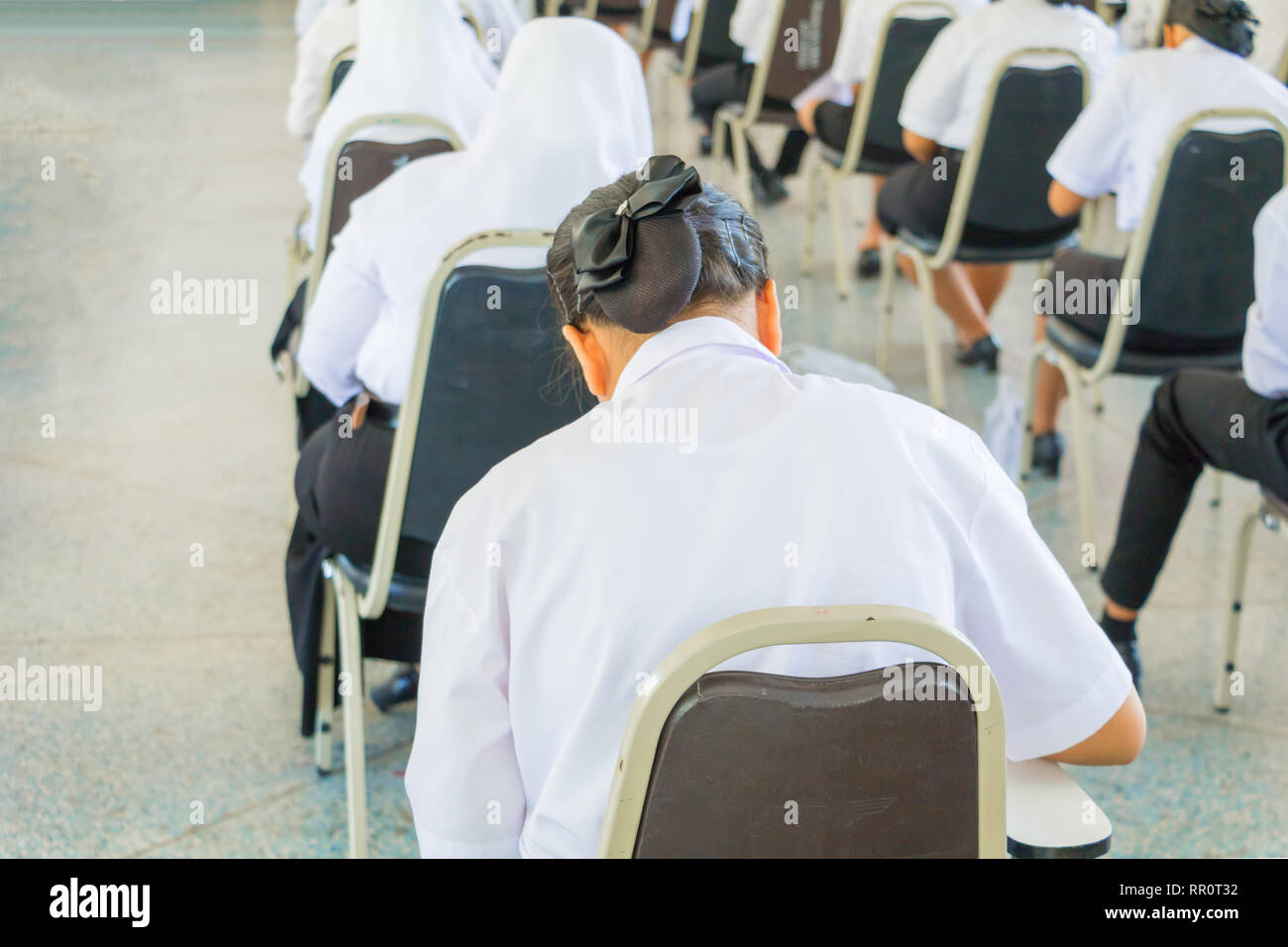 student sit chair classroom university in countryside for education ...
