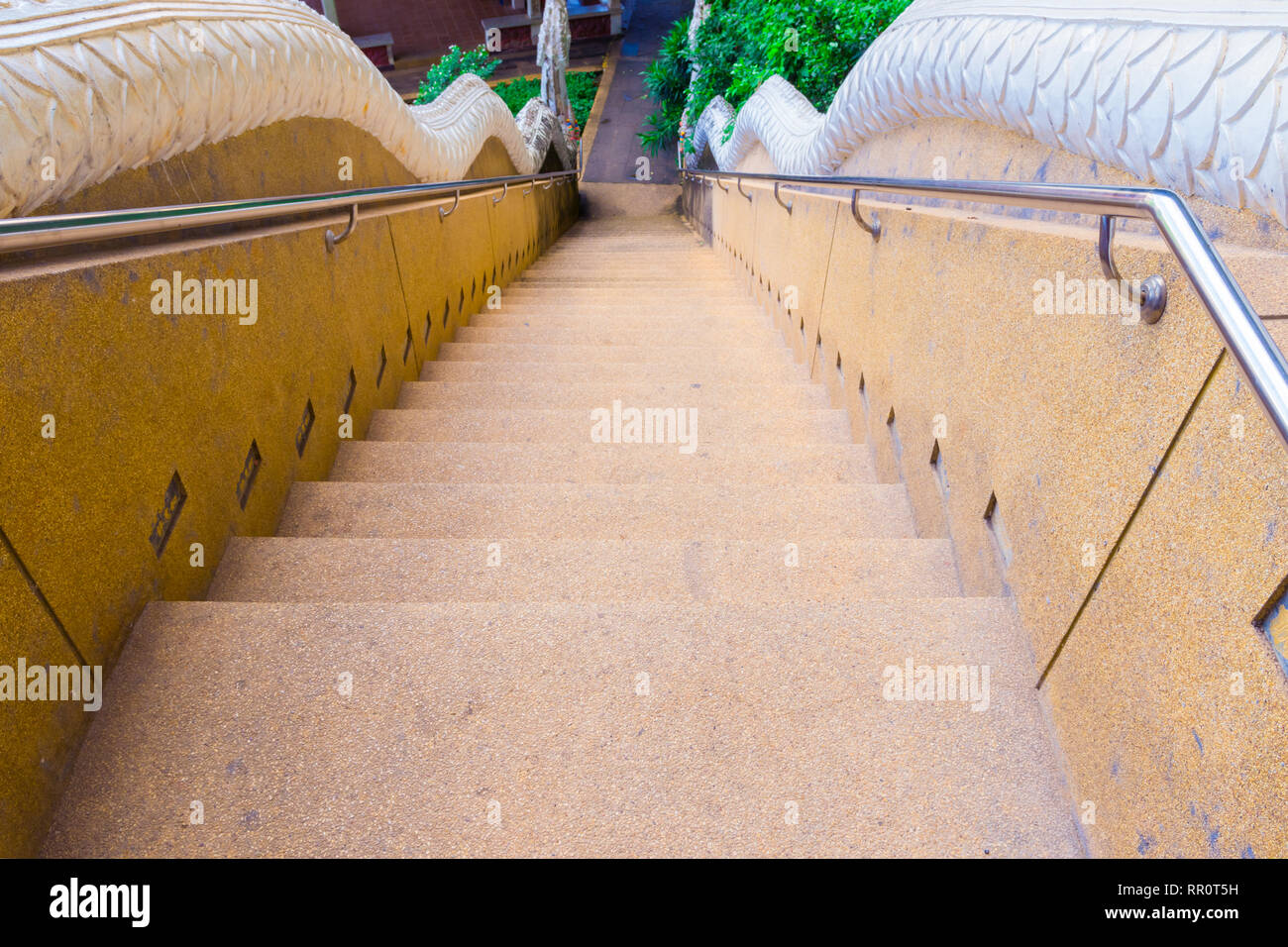 Stairs stone walkway ancient down mountain in temple Stock Photo - Alamy
