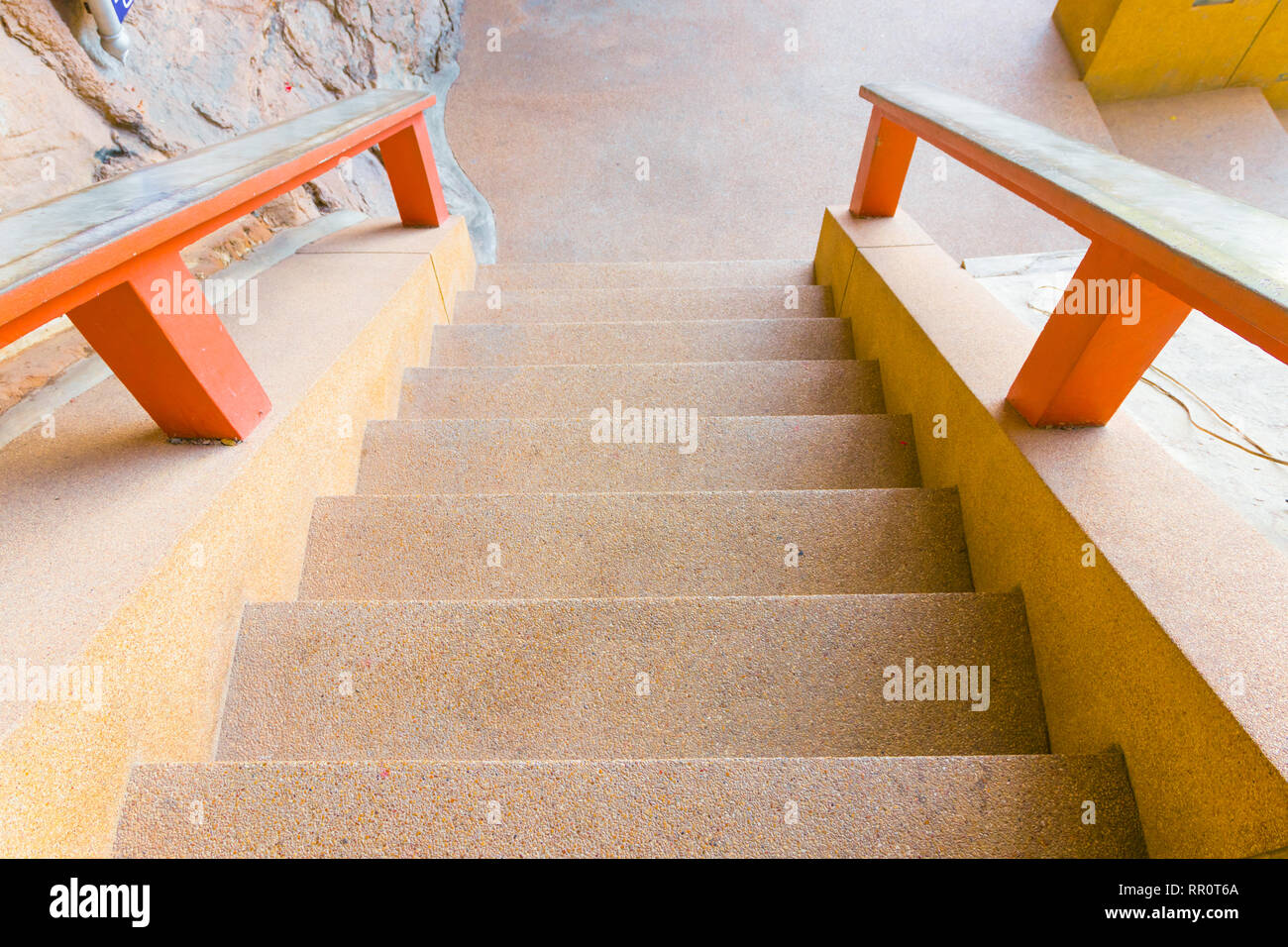 Stairs stone walkway ancient down mountain in temple Stock Photo - Alamy