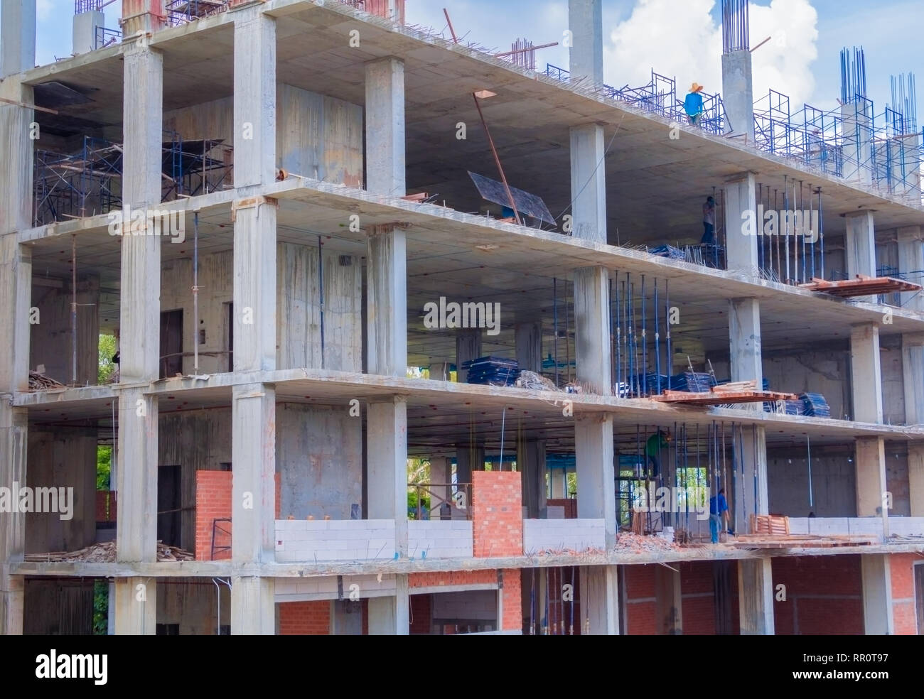 construction in building high site workplace with copy space add text ...