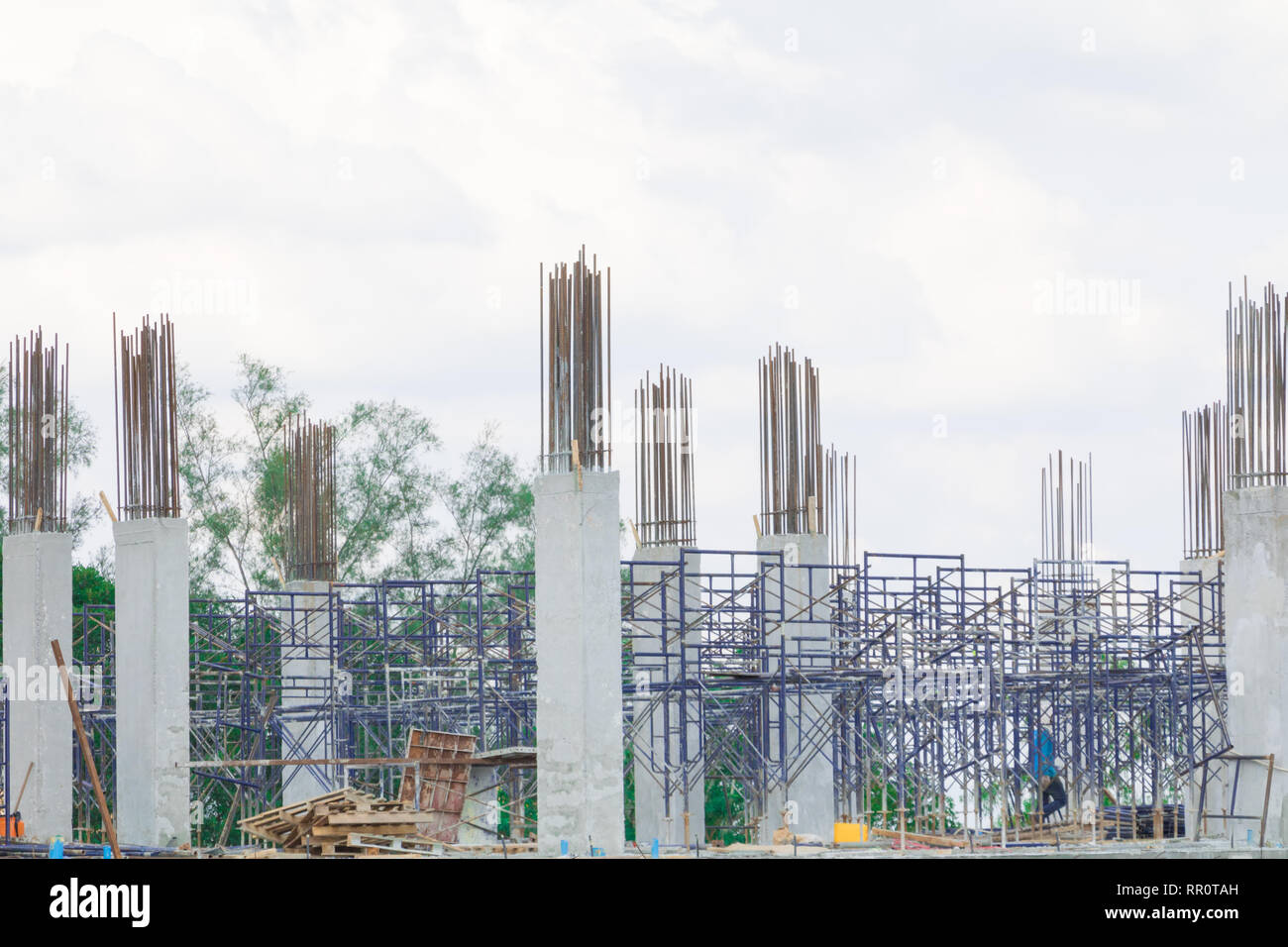 construction work in building site workplace with worker with copy ...