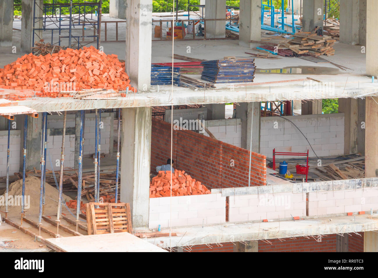 work construction in building high site workplace Stock Photo - Alamy