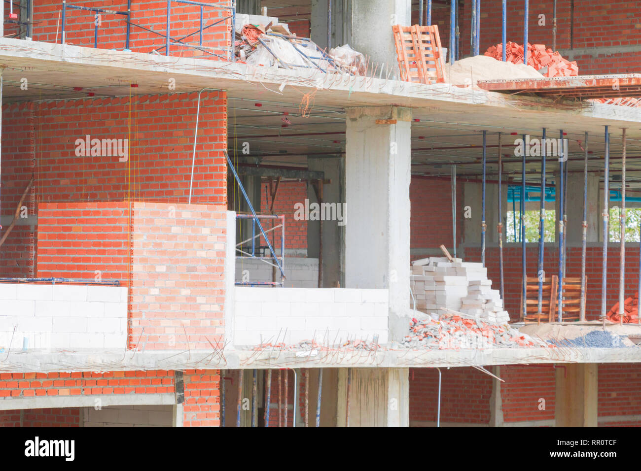 work construction in building high site workplace with copy space add ...