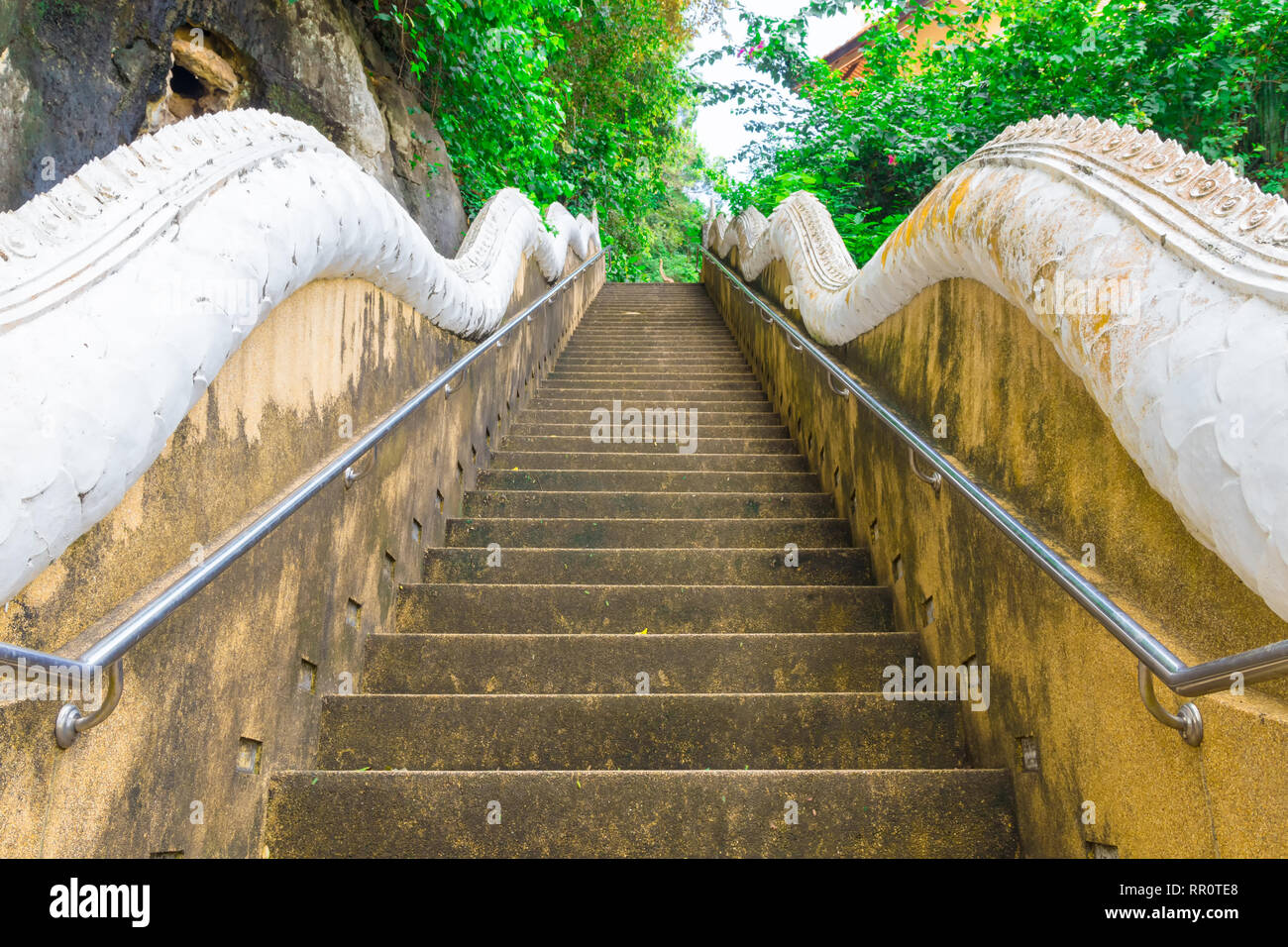 Stairs stone ancient up mountain in temple Stock Photo - Alamy
