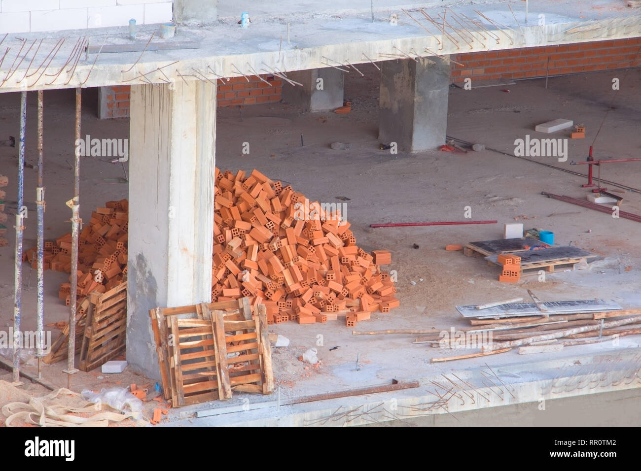 construction in building high site workplace with copy space add text ...