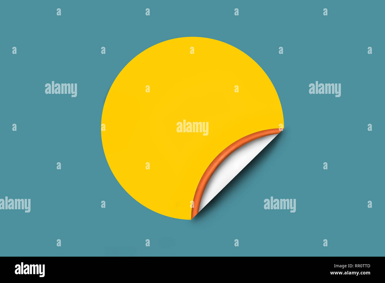 circle sticker with curled corner with copy space you text On the blue ...