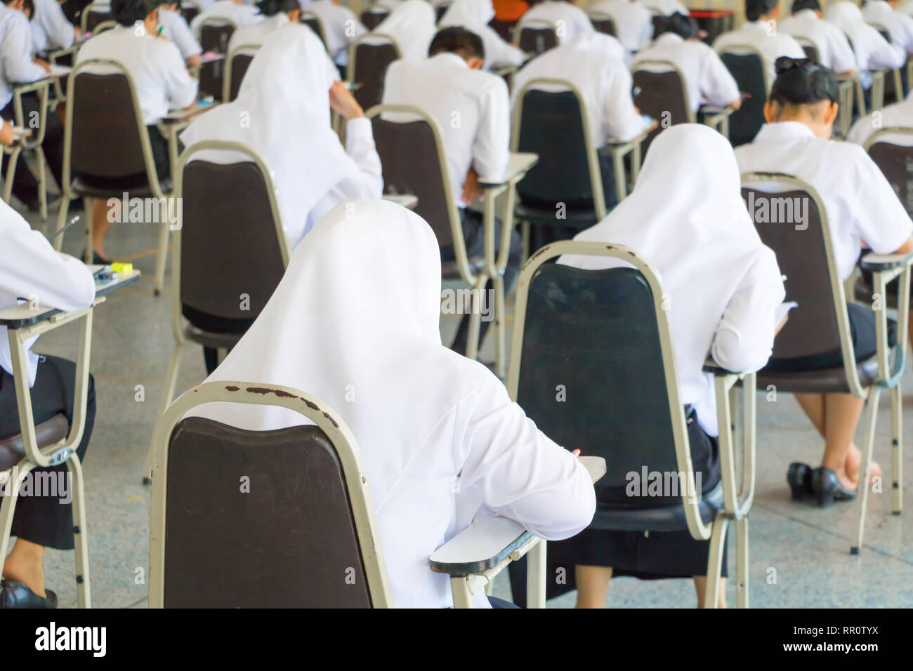 student sit chair classroom university in countryside for education ...
