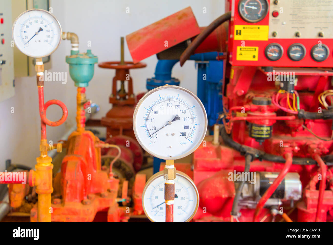 gauge scale on control system in the plumbing inside of building ...