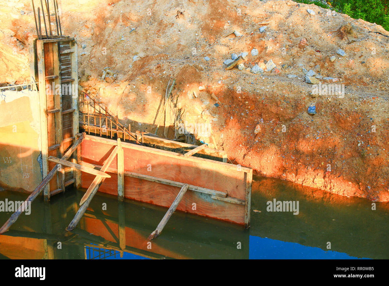 Construction bridge cross river with copy space add text ( full High ...