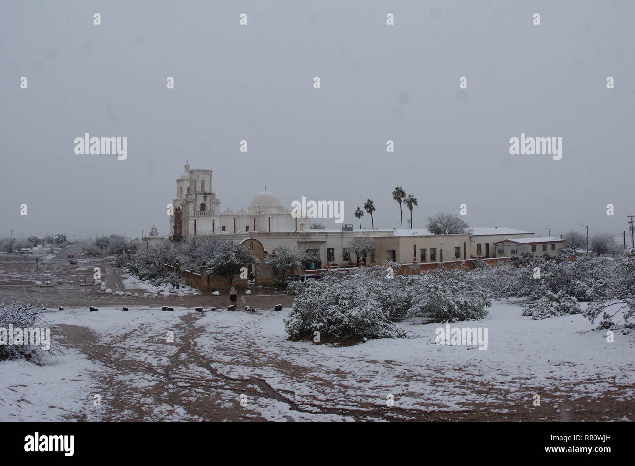 Snow over San Xavier Mission Stock Photo - Alamy