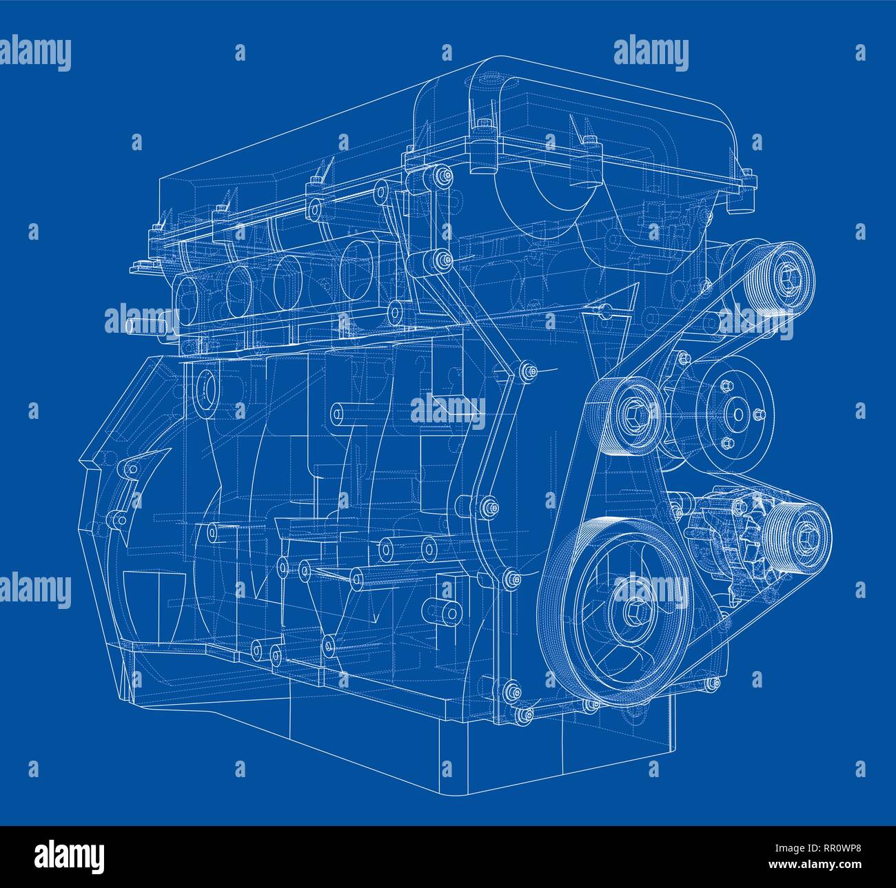 Engine sketch. Vector rendering of 3d Stock Vector Image & Art - Alamy