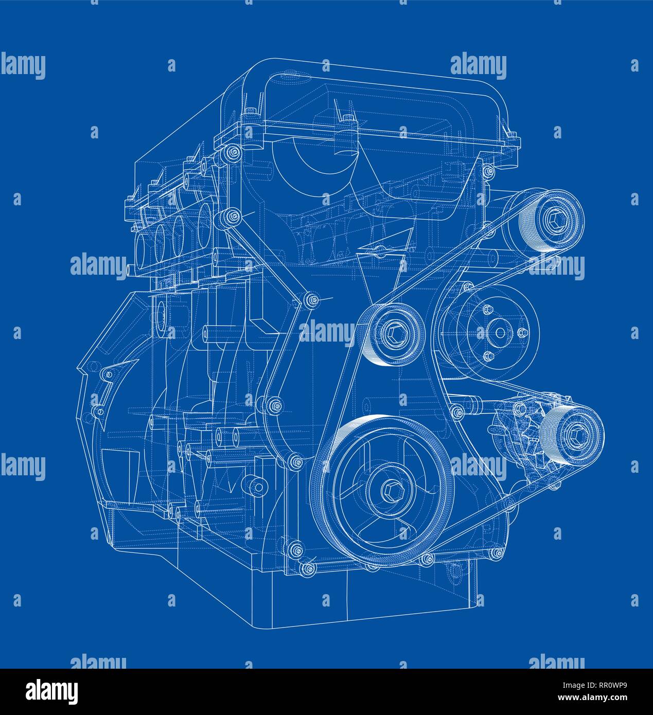 Engine sketch. Vector rendering of 3d Stock Vector Image & Art - Alamy