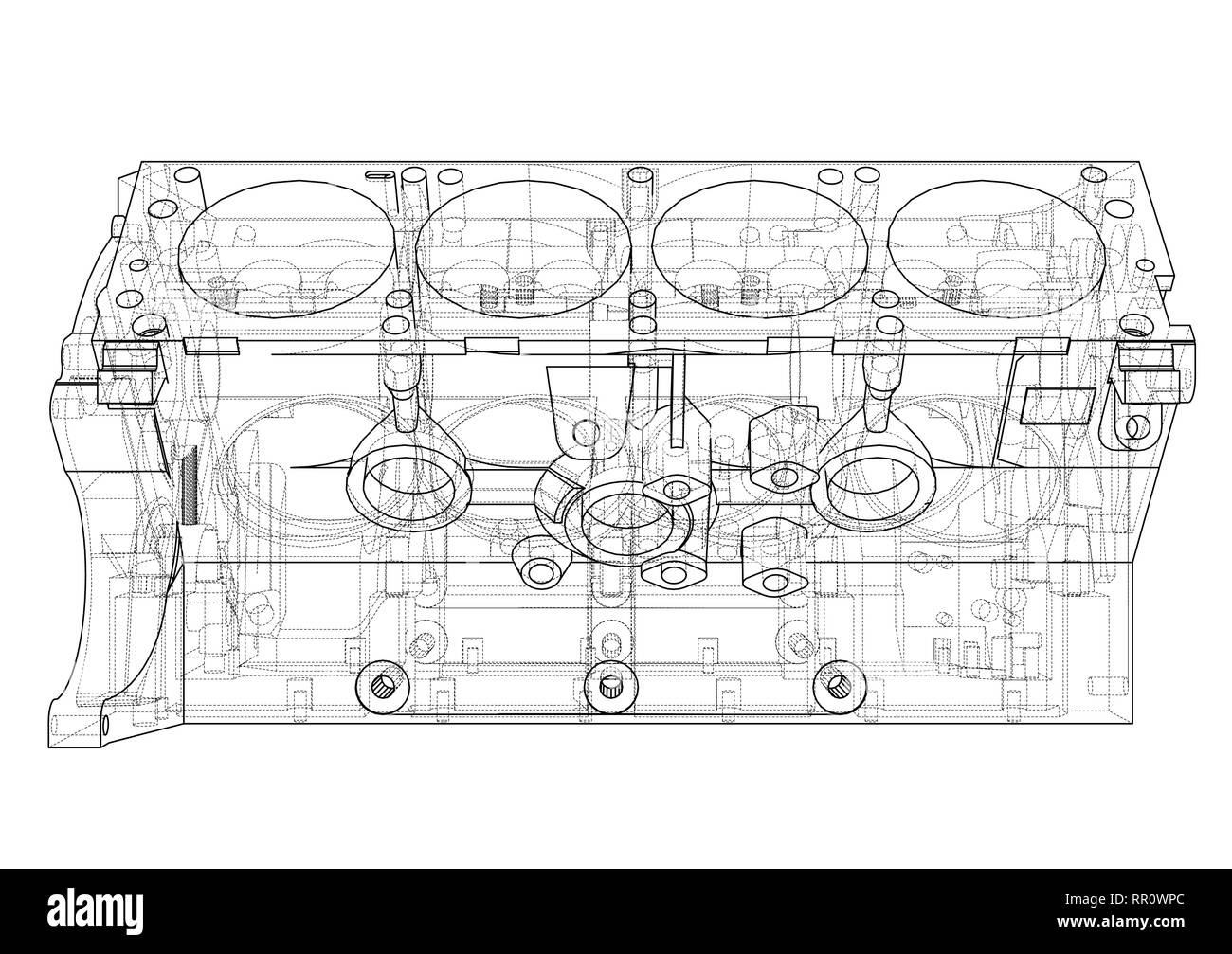 Engine block sketch. Vector rendering of 3d Stock Vector Image & Art ...