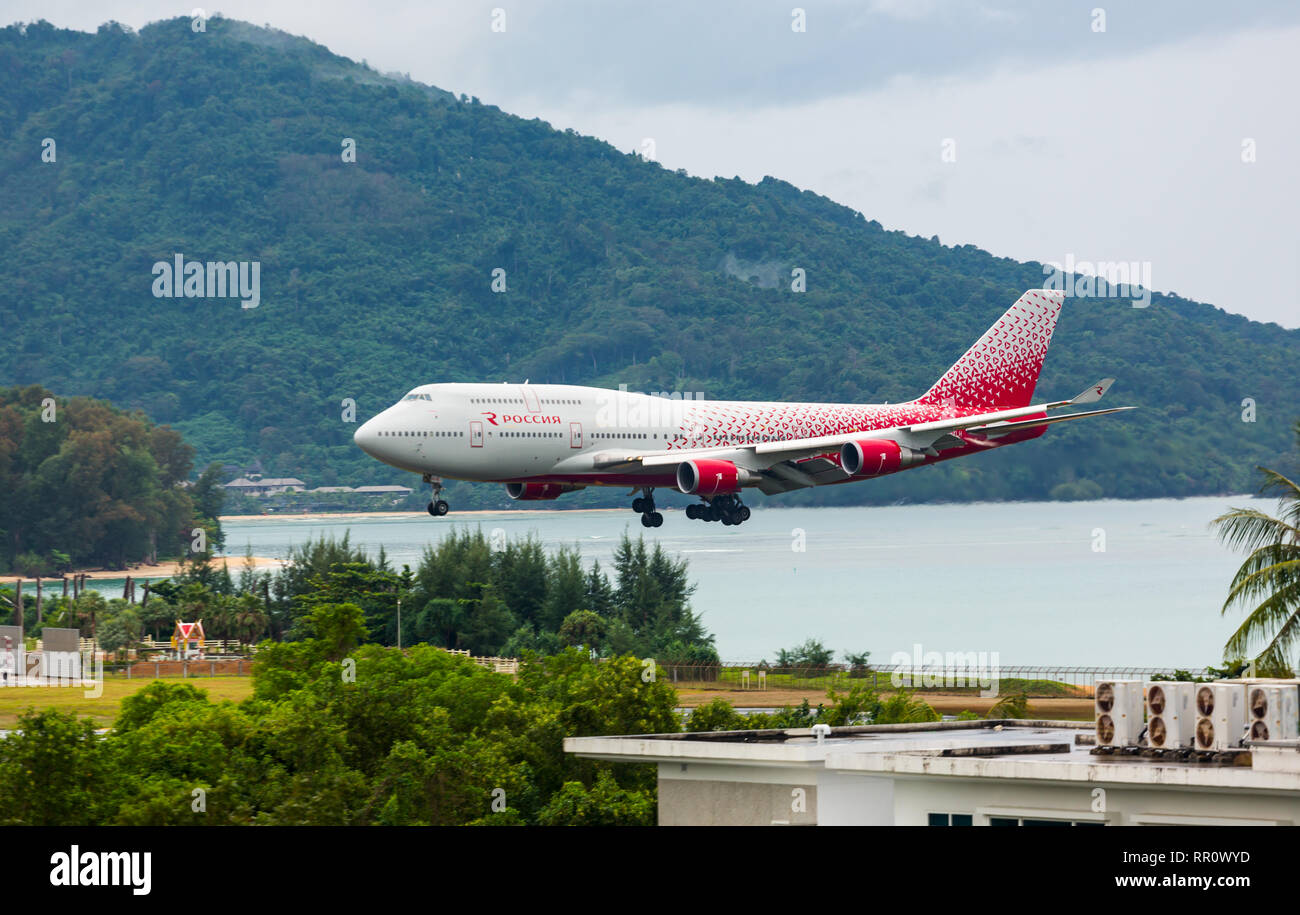 Boeing 747 Rossiya flies over the sea Stock Photo - Alamy