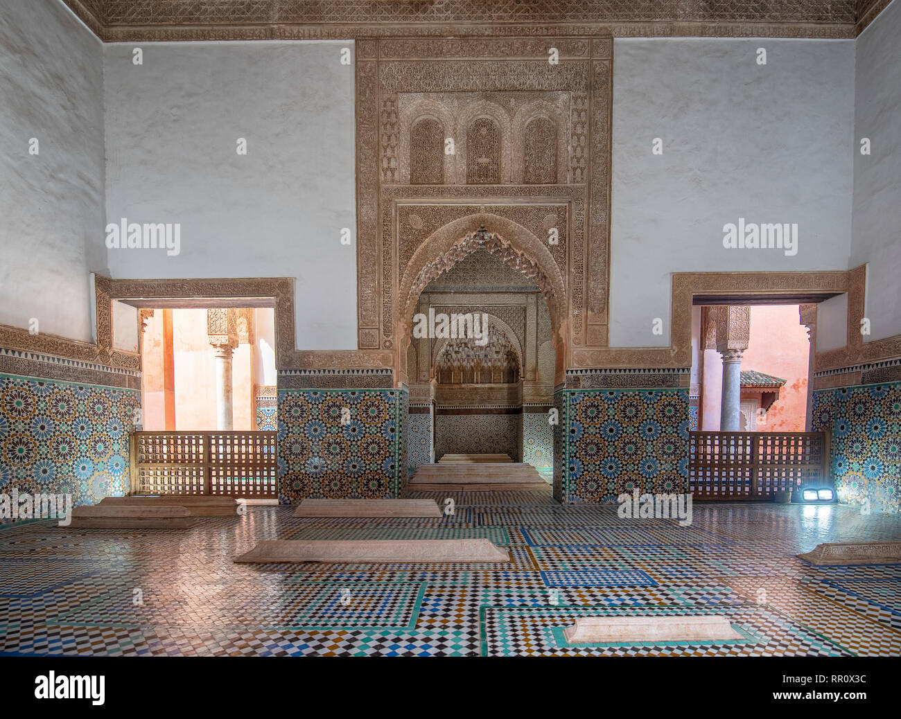 Inside interior The Saadian Tombs. These tombs are sepulchres of Saadi ...