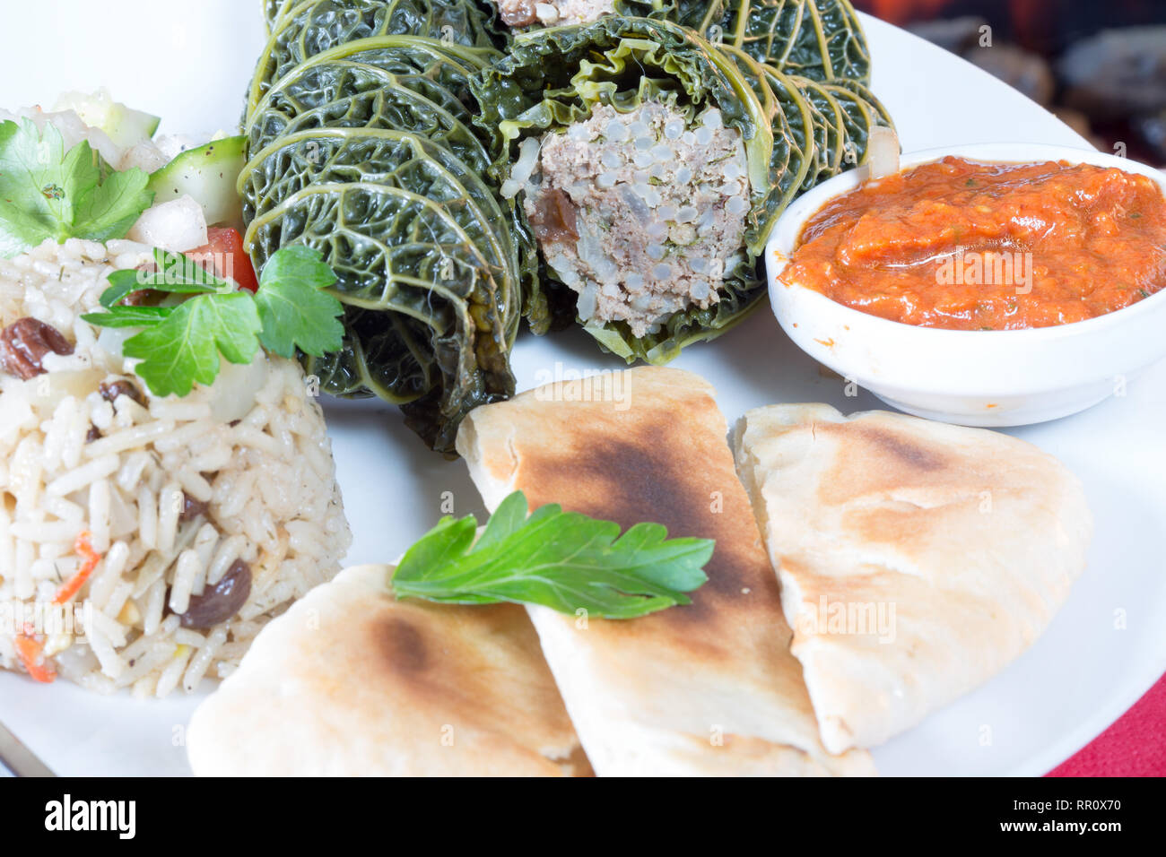 Traditional Turkish dish of stuffed cabbage leaves, Turkish dolma Stock ...