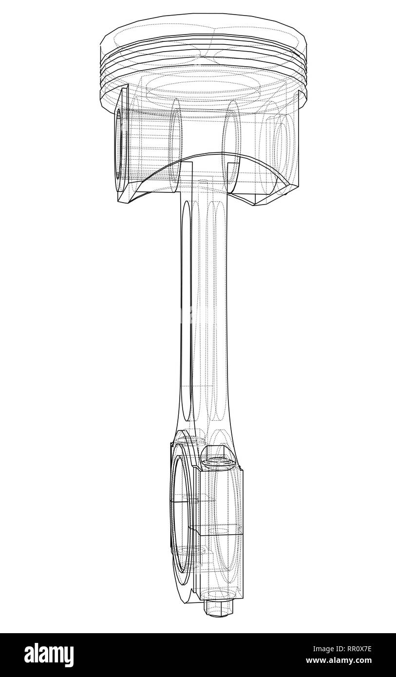 Sketch of piston. Vector rendering of 3d Stock Vector Image & Art - Alamy