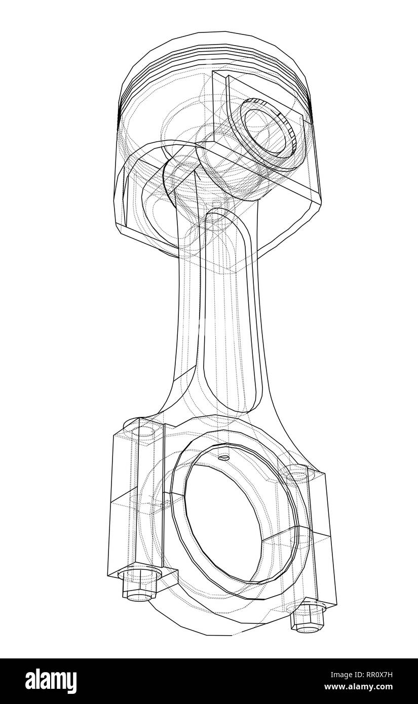 Sketch of piston. Vector rendering of 3d Stock Vector Image & Art - Alamy