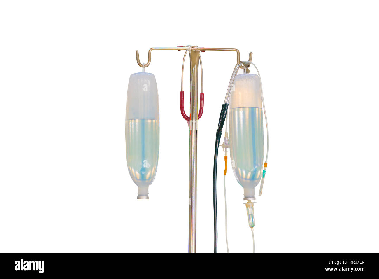 close up saline solution isolated on white background with clipping ...