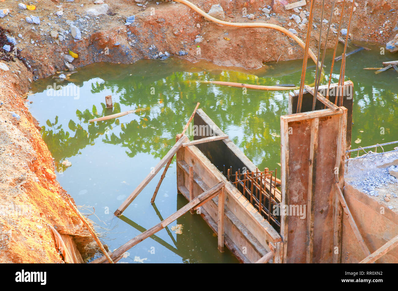 Construction bridge cross river with copy space add text ( full High ...