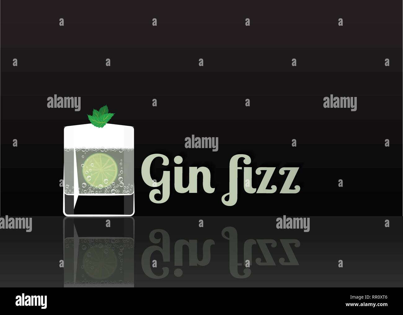 Official cocktail icon, The Unforgettable Gin Fizz cartoon illustration ...