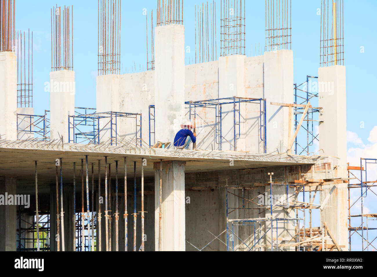 construction workers site and building of housing at laborer work ...