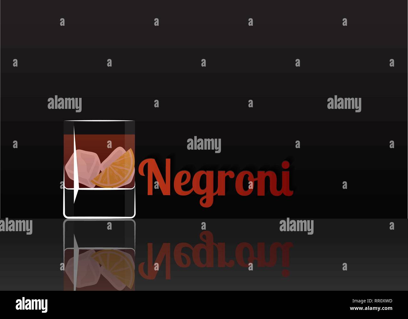 Official cocktail icon, The Unforgettable Negroni cartoon illustration ...