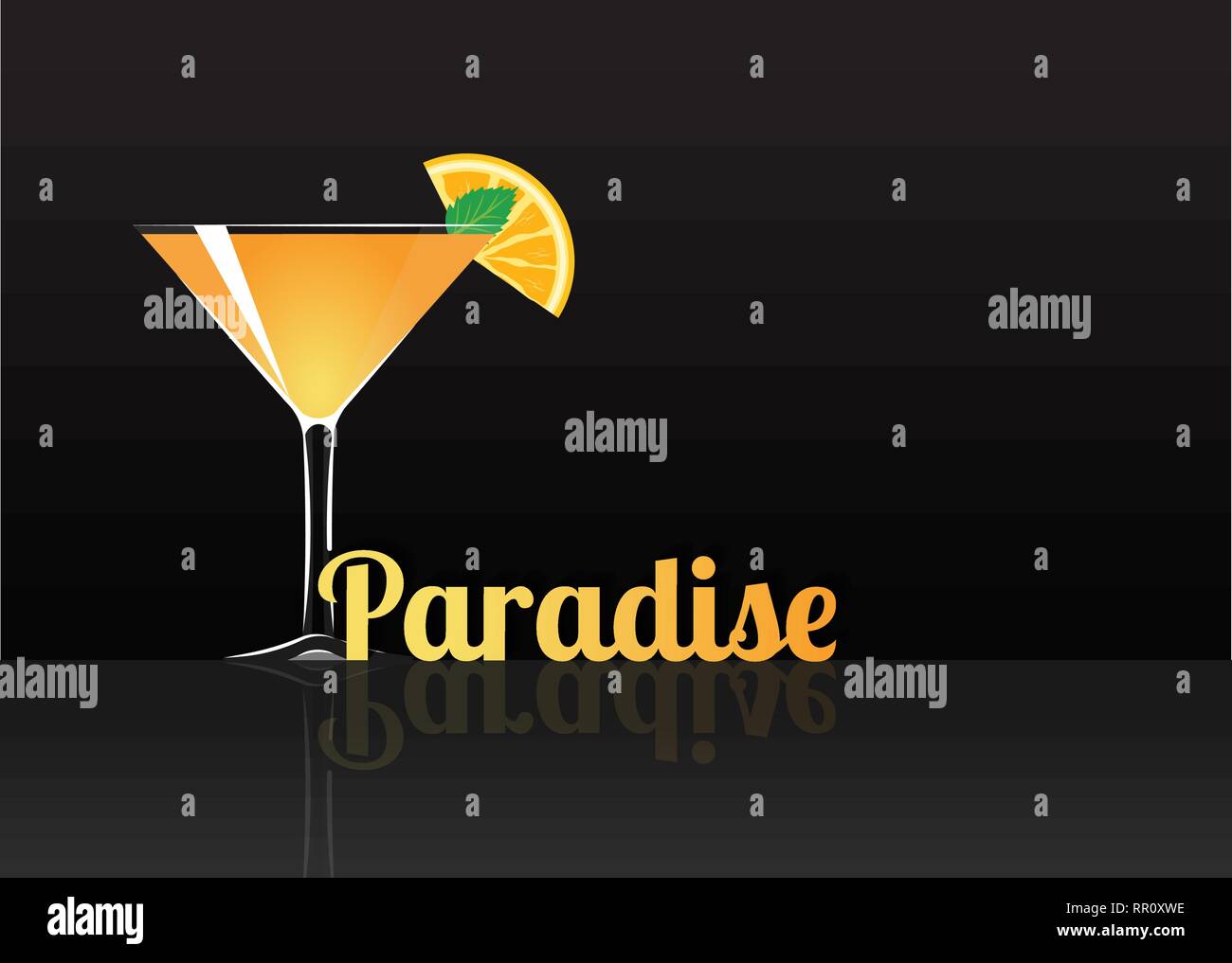 Official cocktail icon, The Unforgettable Paradise cartoon illustration ...