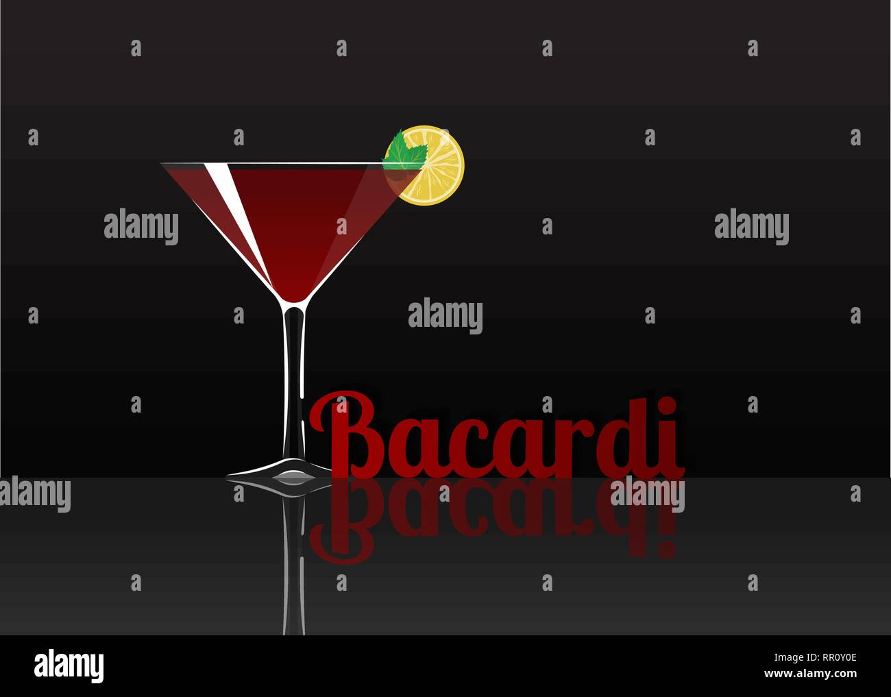 Official cocktail icon, The Unforgettable Bacardi cartoon illustration ...