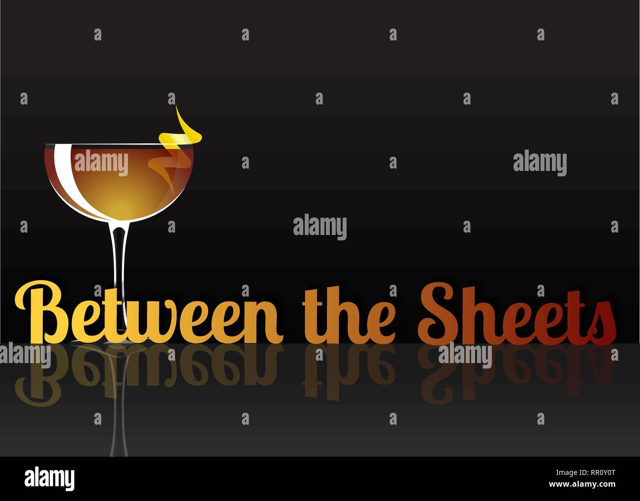 Official cocktail icon, The Unforgettable Between the Sheets cartoon ...