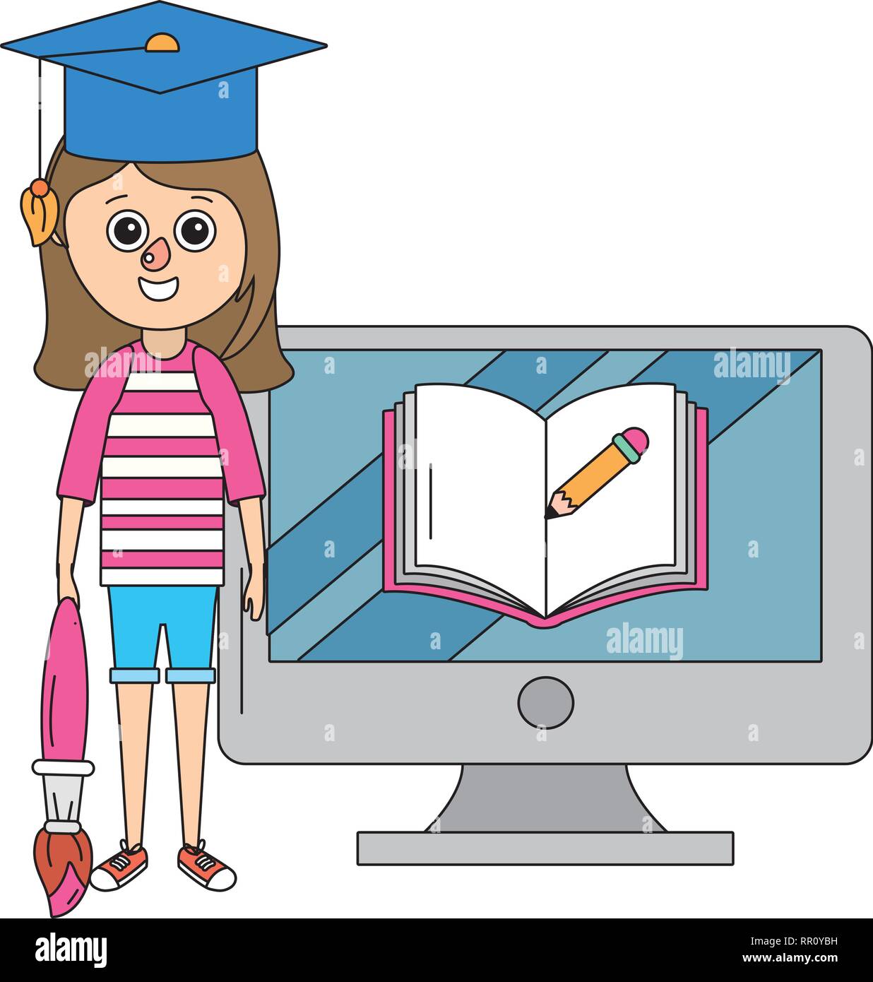 school education girl cartoon Stock Vector Image & Art - Alamy