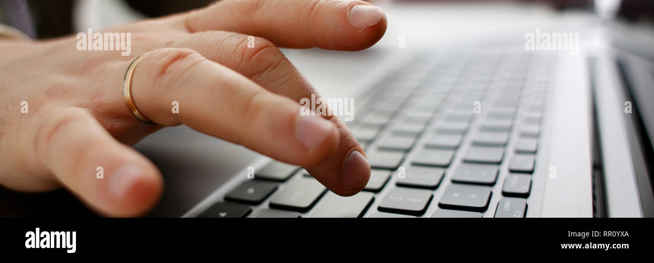 Male arms hold credit card press buttons making transfer Stock Photo ...