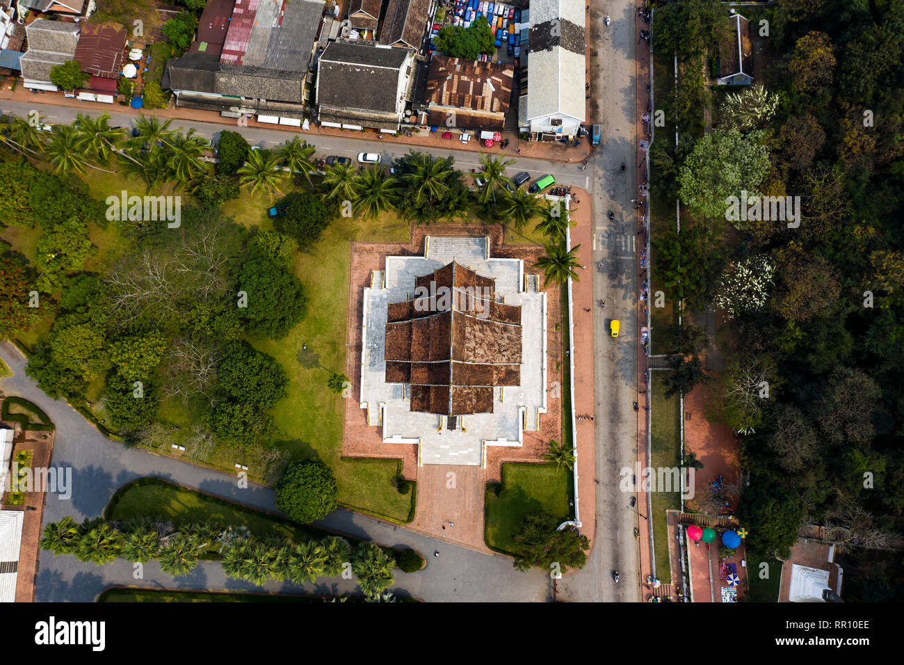 (view from above) Stunning aerial view of the beautiful Haw Pha Bang ...