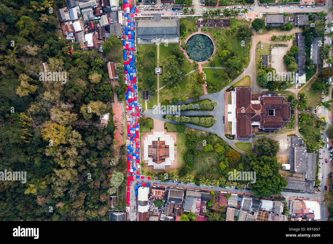 (view from above) Stunning aerial view of the beautiful Haw Pha Bang ...
