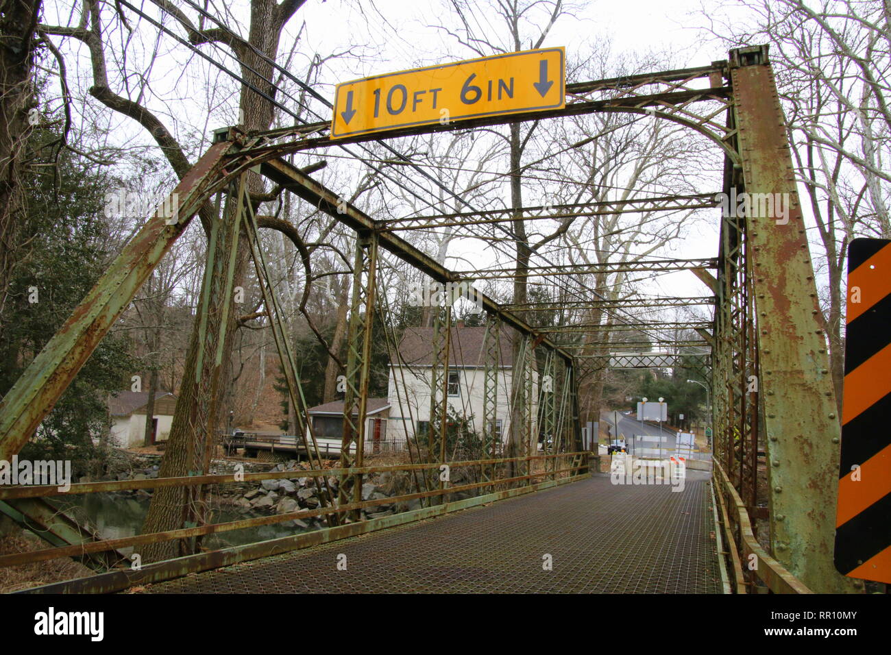 The old Fetter's Mills bridge is closed for repairs Stock Photo - Alamy