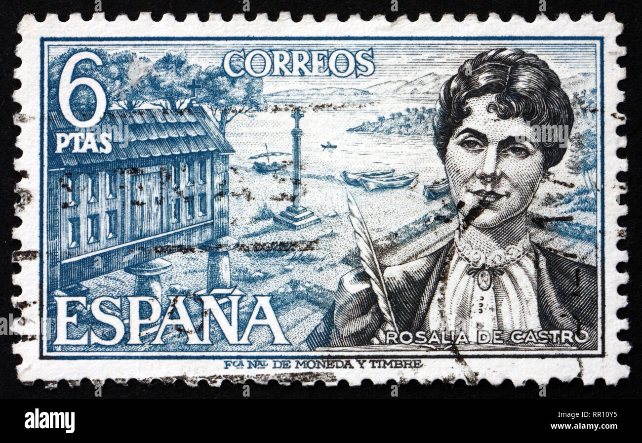 SPAIN - CIRCA 1968: a stamp printed in the Spain shows Rosalia de ...