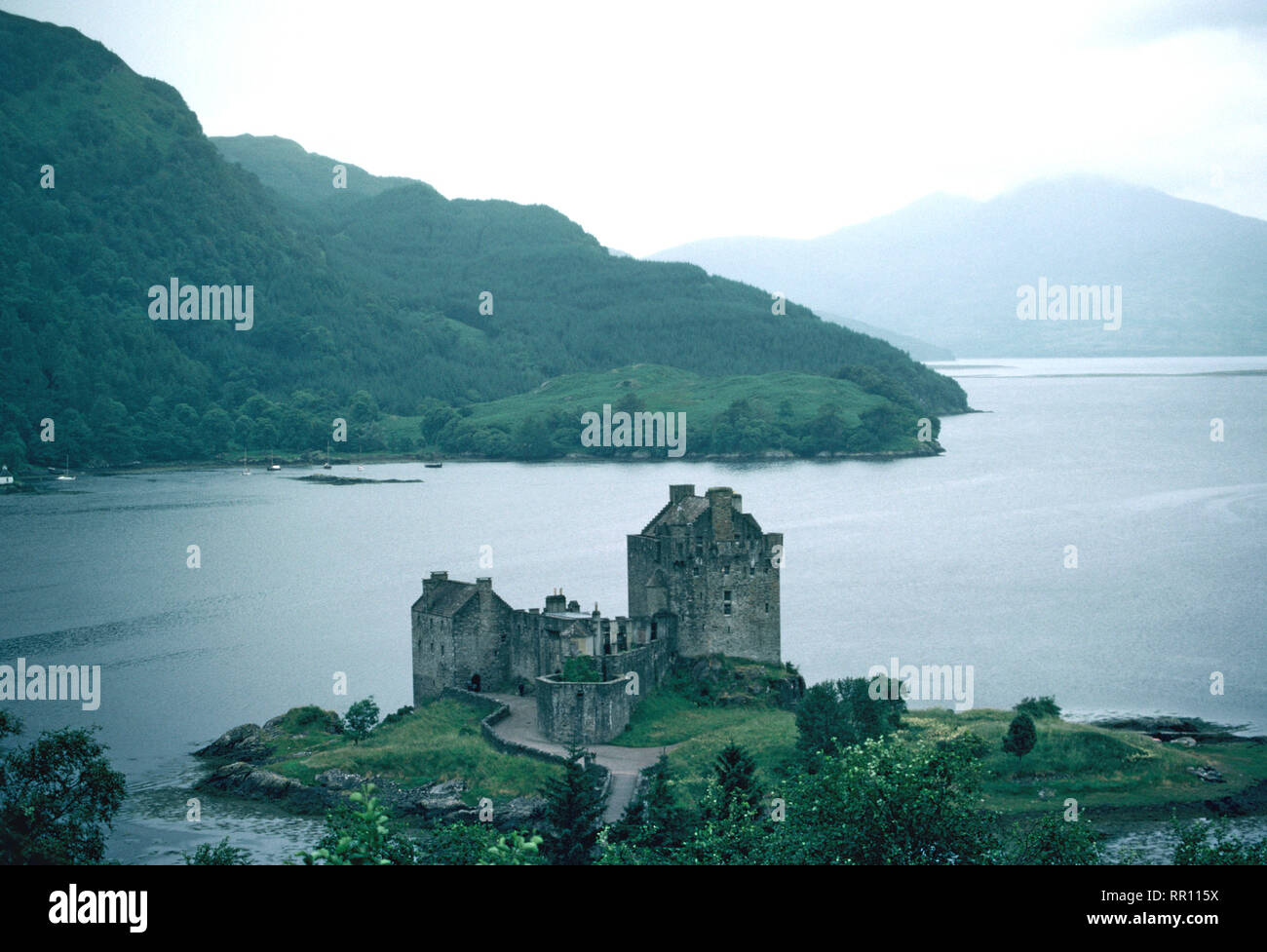 Strome Castle on the shore of Loch Carron. Looking across Loch Carron ...