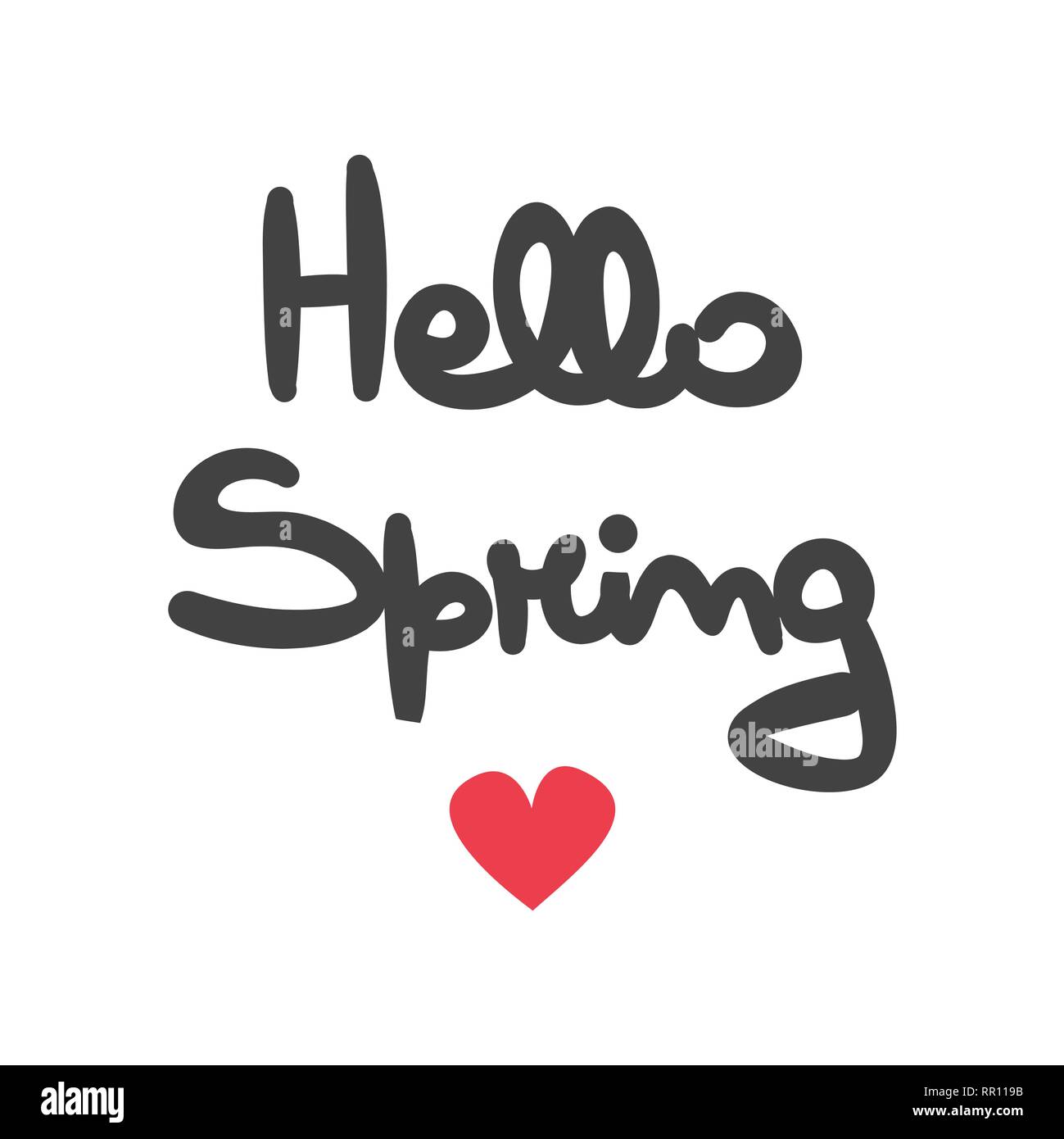 cute vector hand lettering and calligraphy hello spring quote ...