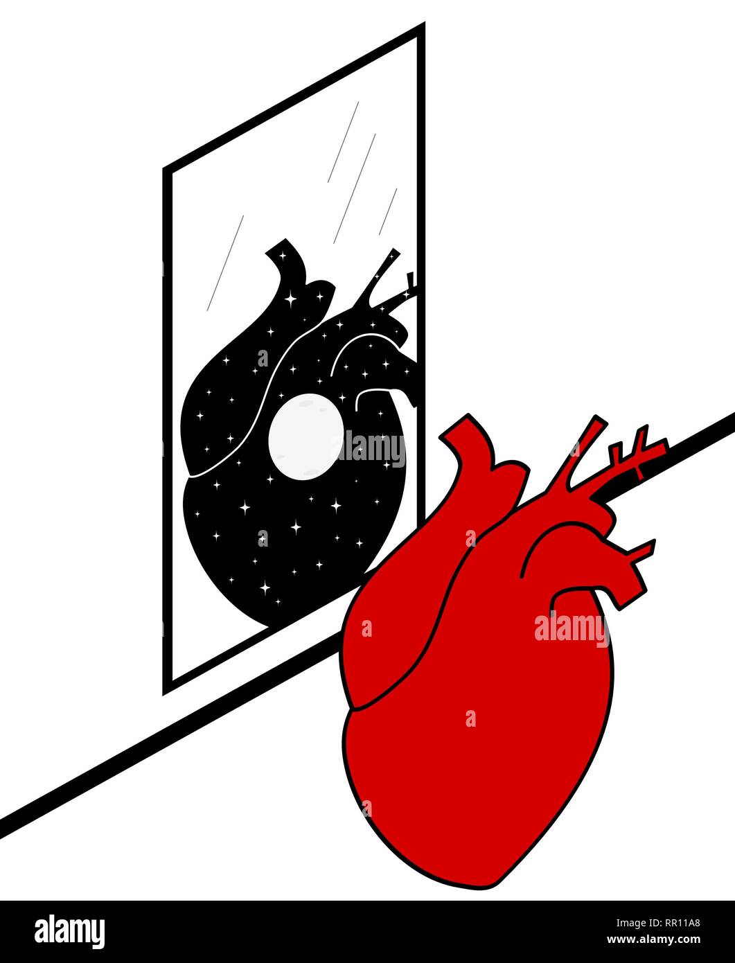 human heart looking itself in the mirror concept vector illustration ...