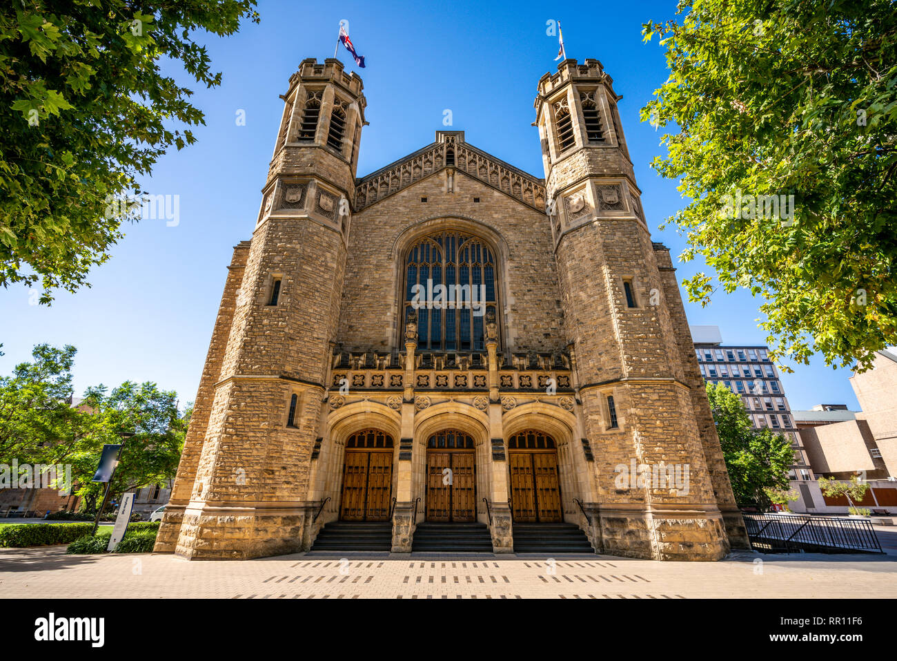 Front facade view of the Bonython Hall an heritage building in Adelaide ...