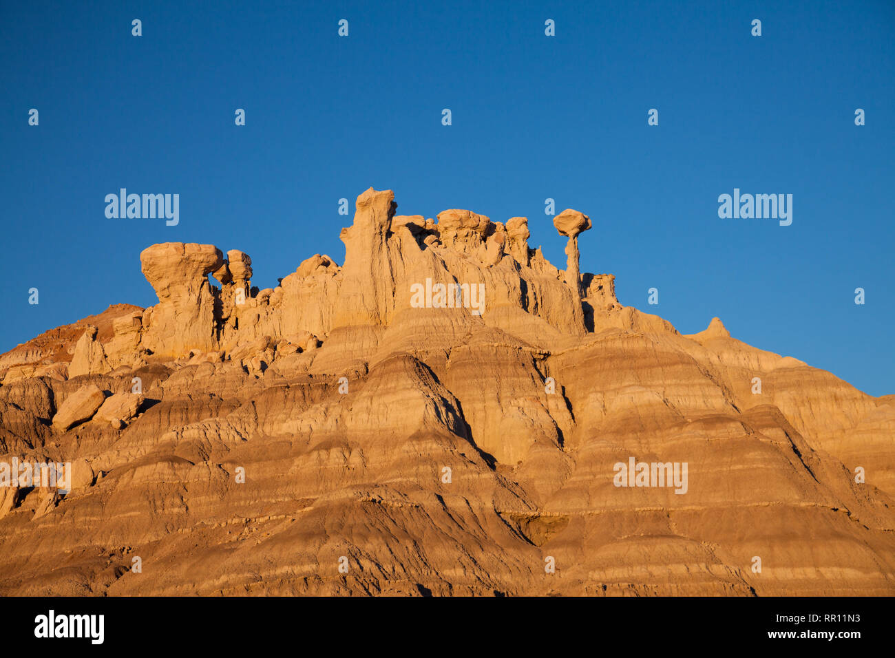 Rock formations in the Lybrook Badlands, part of the San Juan Basin of ...