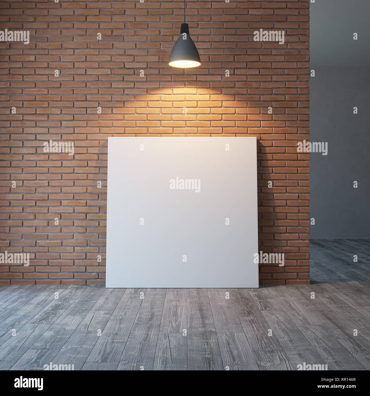 blank pictures on the brick wall, 3d rendering Stock Photo - Alamy