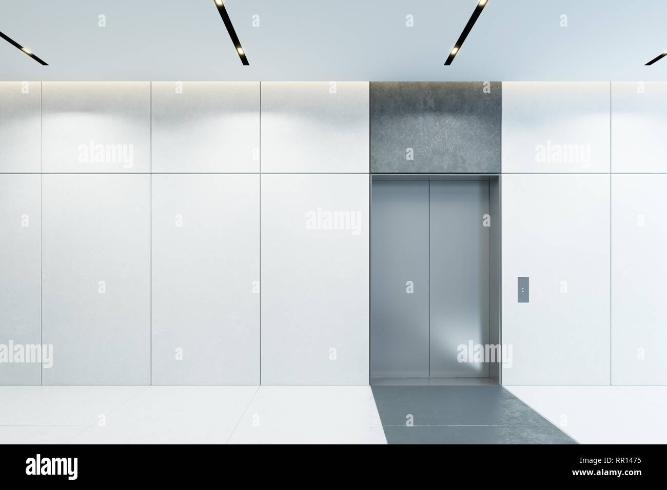 modern elevator with closed doors in office lobby, 3d rendering Stock Photo - Alamy