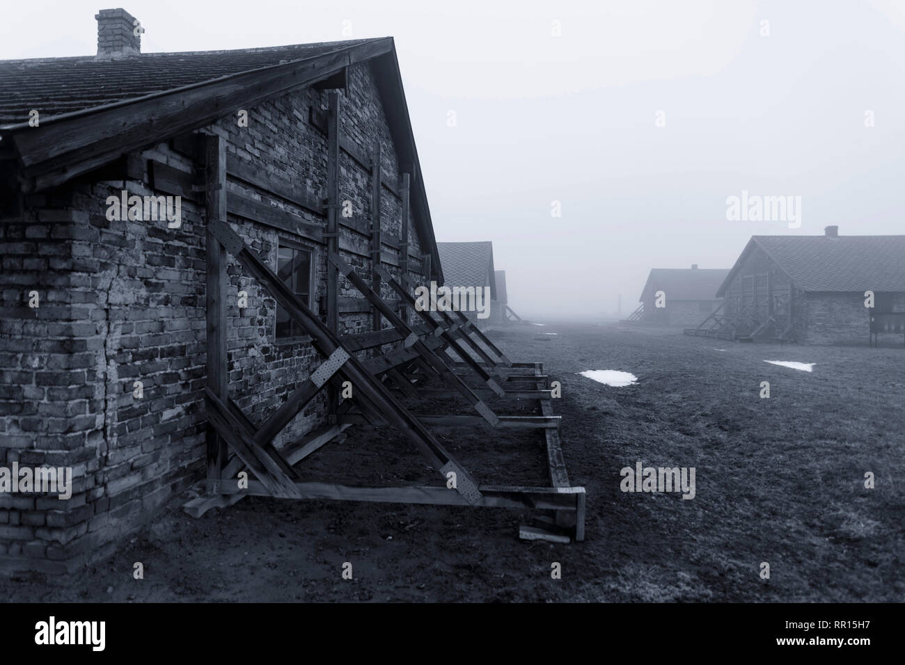 Auschwitz-Birkenau concentration camp. Death barrack. Jewish ...