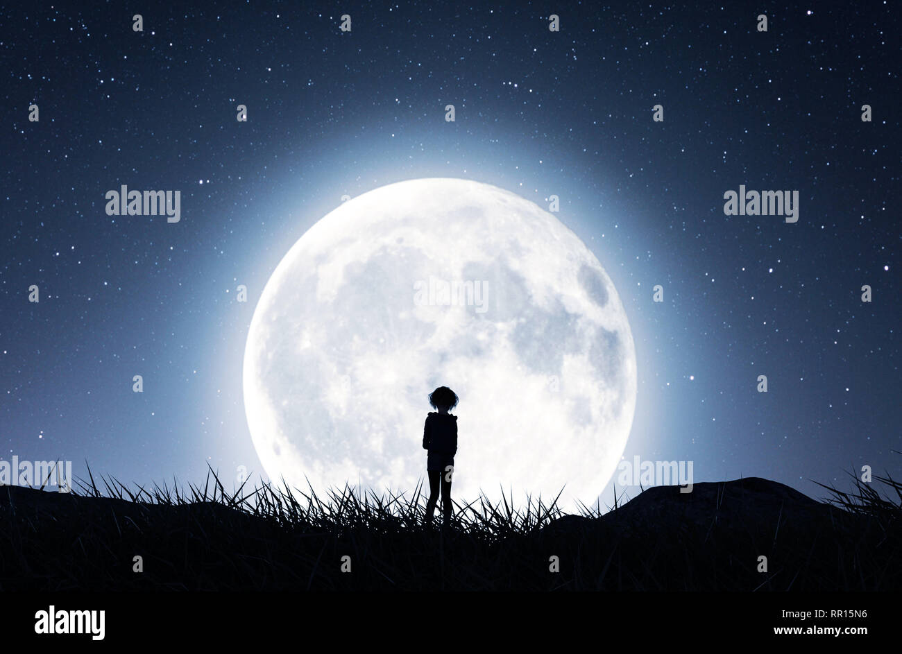 Moon light woman walking hi-res stock photography and images - Alamy