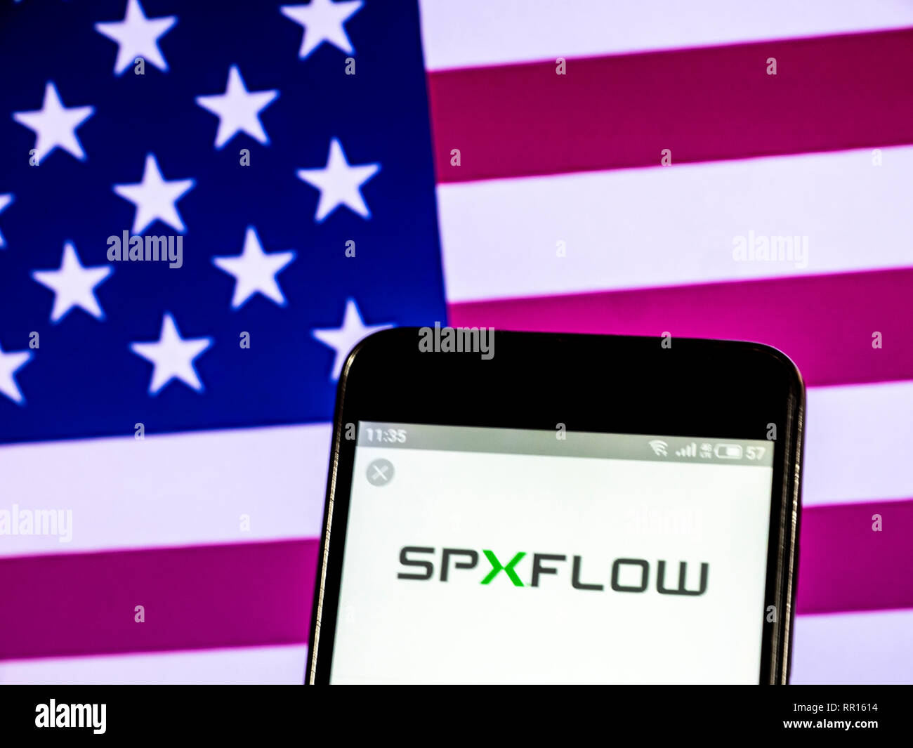 SPX Flow Technology company logo seen displayed on smart phone Stock ...