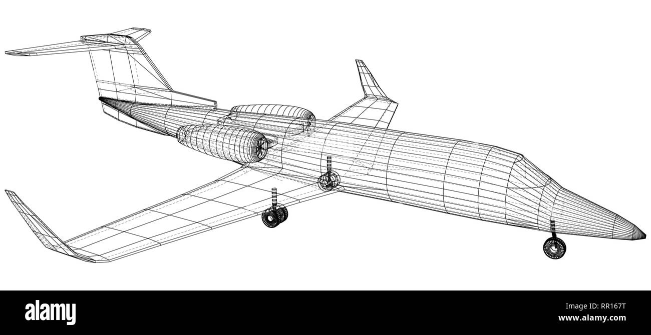 Passenger airplane. Vector wireframe concept. Blue purple. Created ...