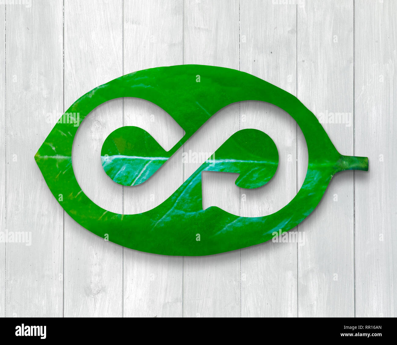 Green Eco-friendly and circular economy concept, leaf with hole of ...