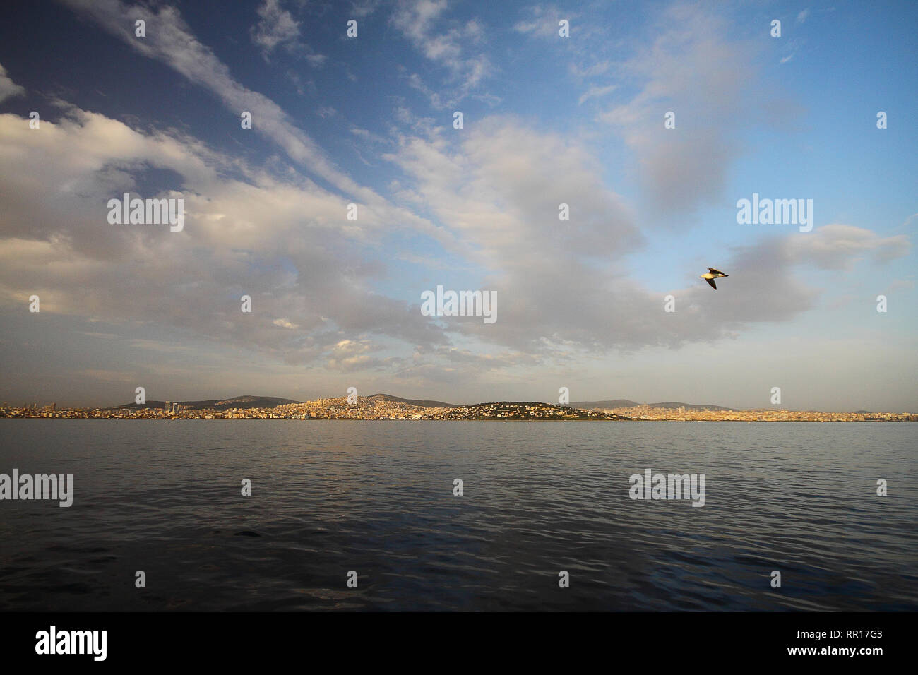 Panoramic view of Istanbul from the Bosphorus Strait. Sea cruise on the ...